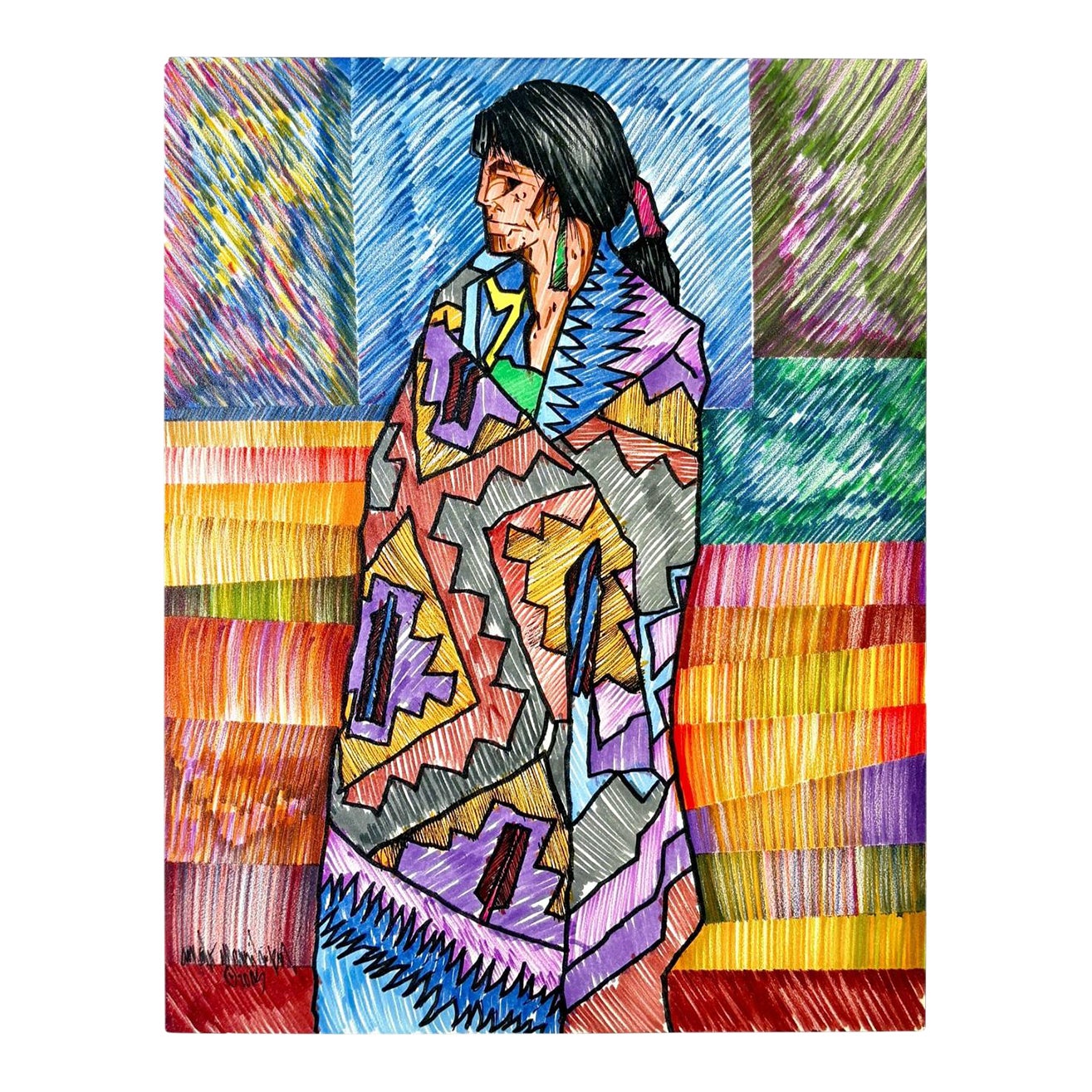 Amado Peña Jr. "Mujer Bonita" Original Mixed Media Drawing - Mestizo ...