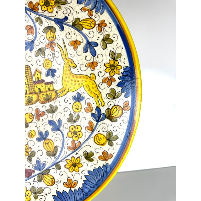 Italian Provincial Deruta Hand Painted Decorative Large Plate | Chairish