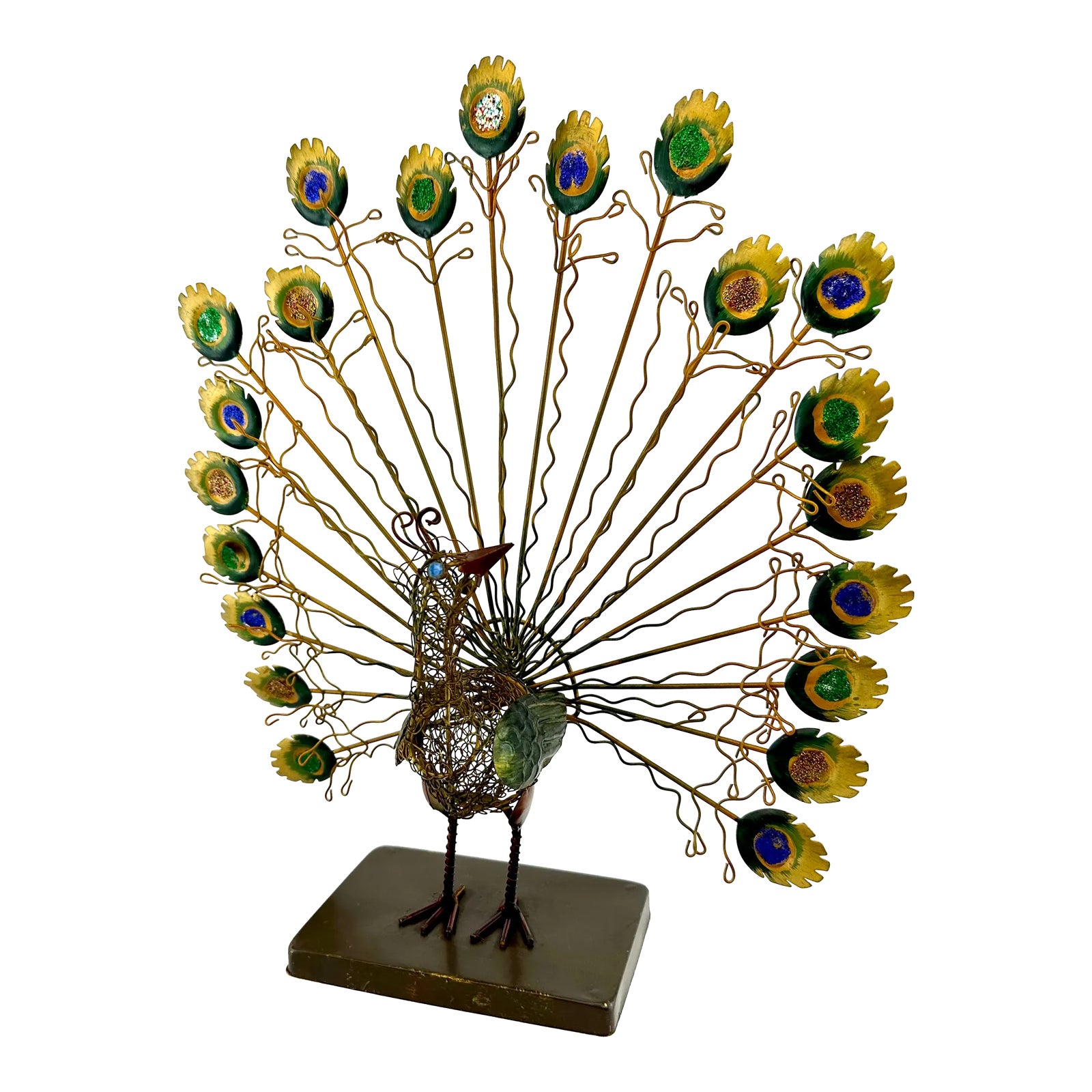 Vintage Mid Century Metal Peacock | Chairish