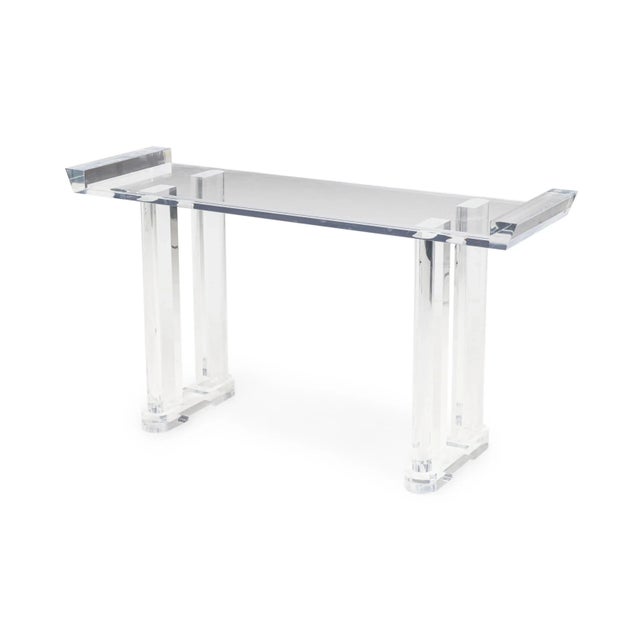 American Contemporary Lucite Console Table with Glass Top | Chairish