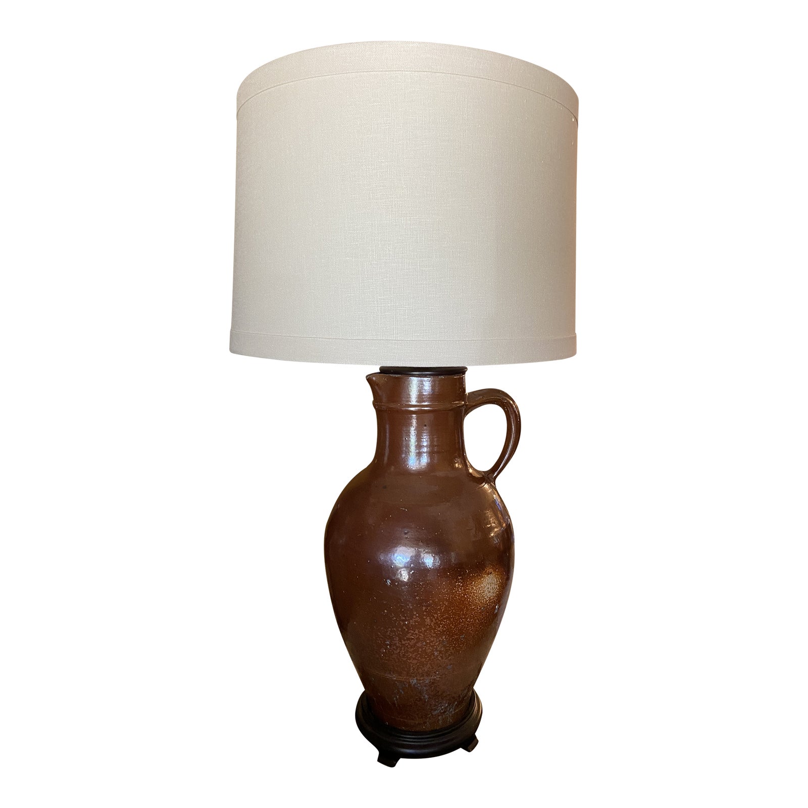 Vintage 1960s Brown Salt Glaze Pitcher Jug Repurposed Lamp With Shade ...
