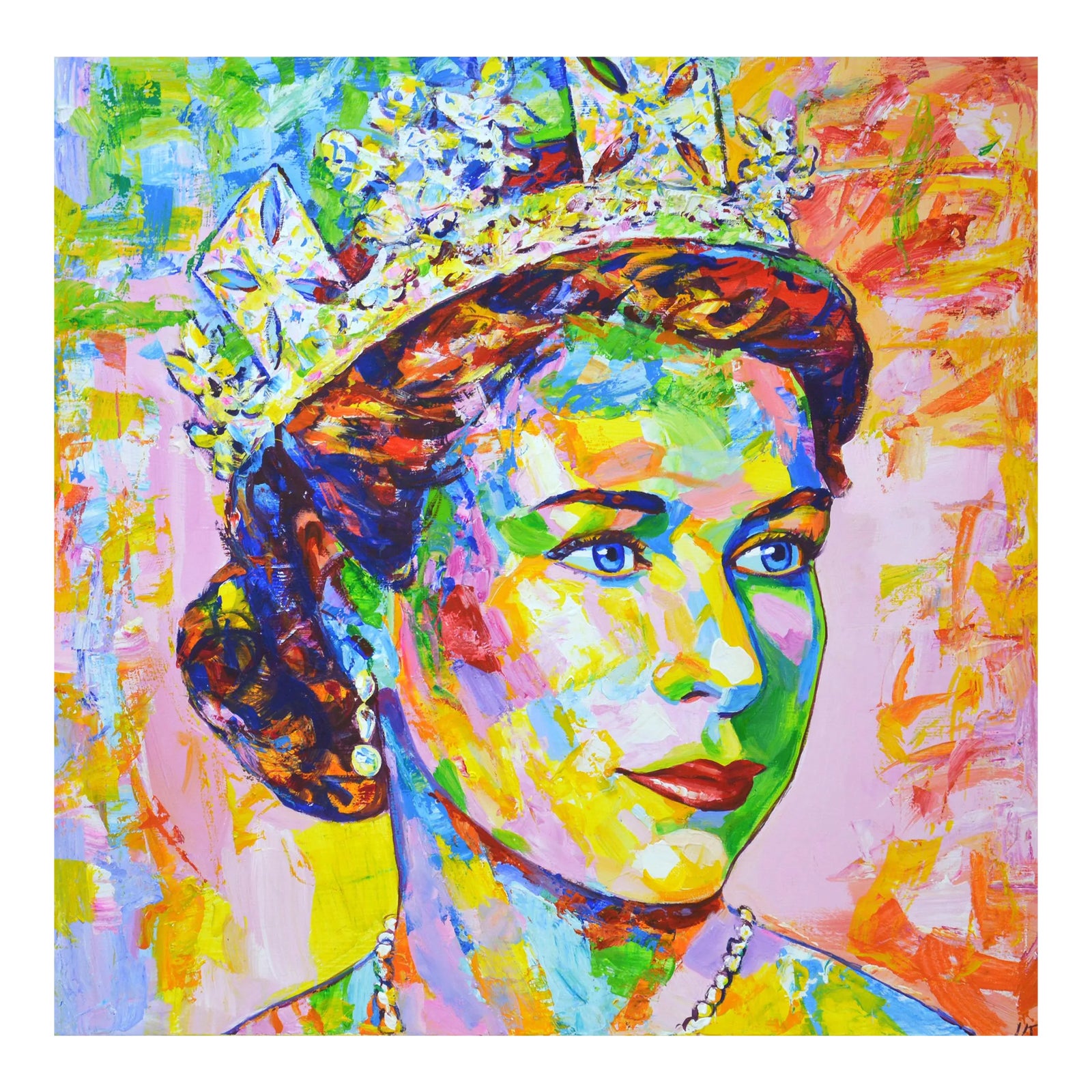 Queen Elizabeth II, Iryna Kastsova Acrylic on Canvas Painting | Chairish