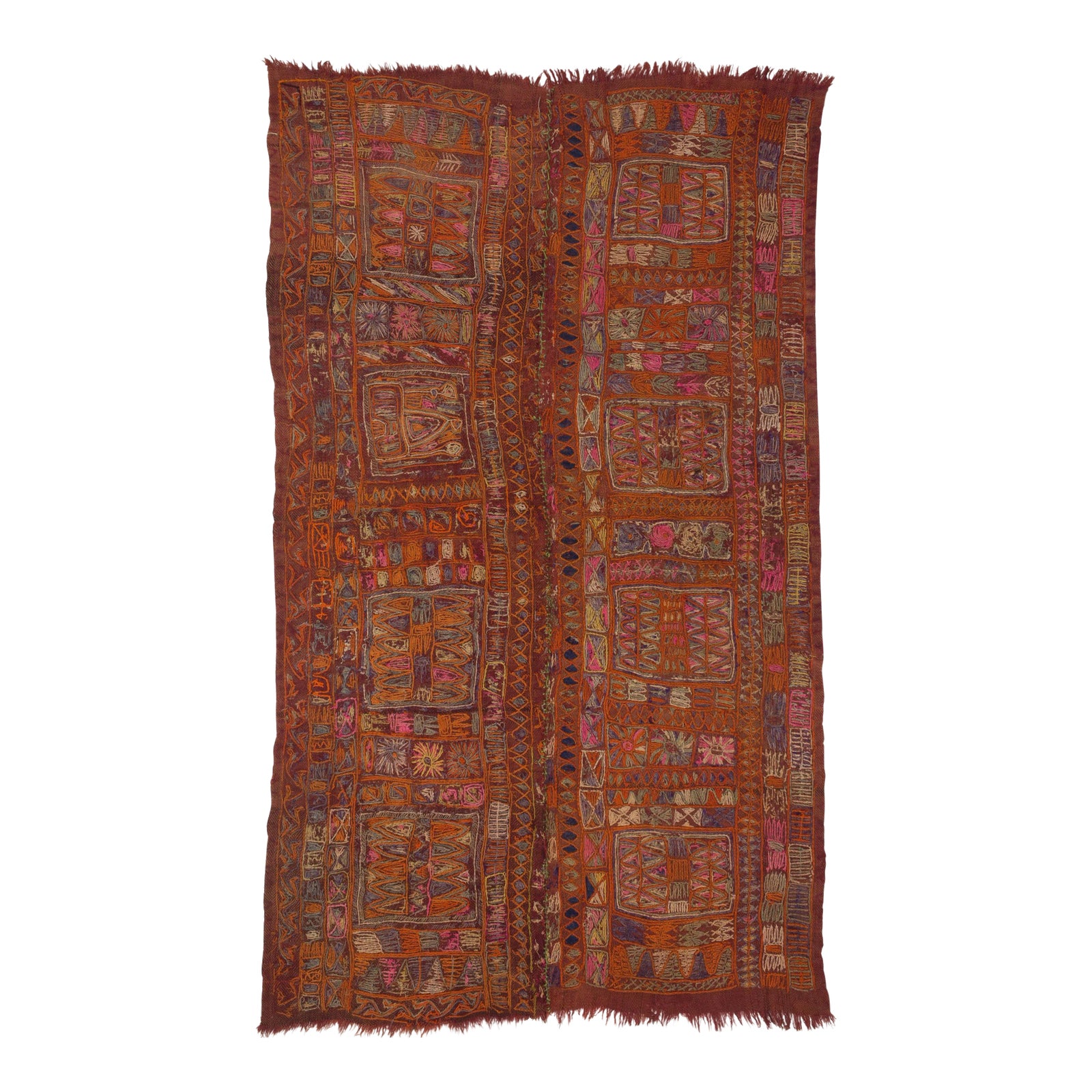 1960s Traditional Orange Wool Iraq Kilim Rug | Chairish