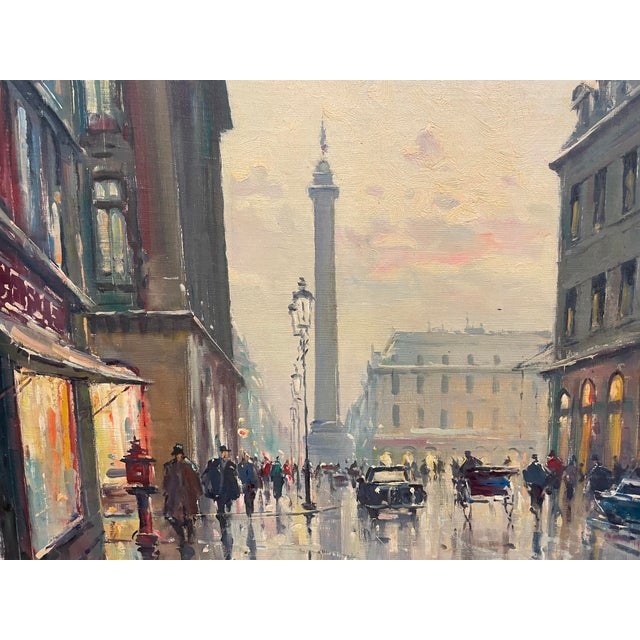 Vintage Oil Painting of Parisian Cityscape on Board by French Artist ...
