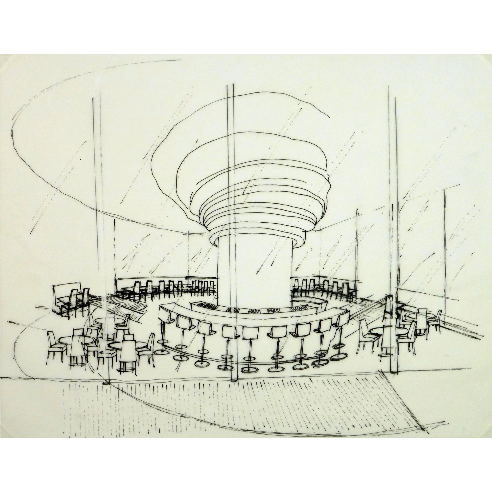 Architectural Drawing of Bar | Chairish