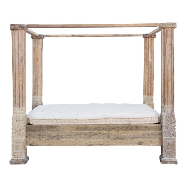Indian Palace Antique Column Poster Bed | Chairish