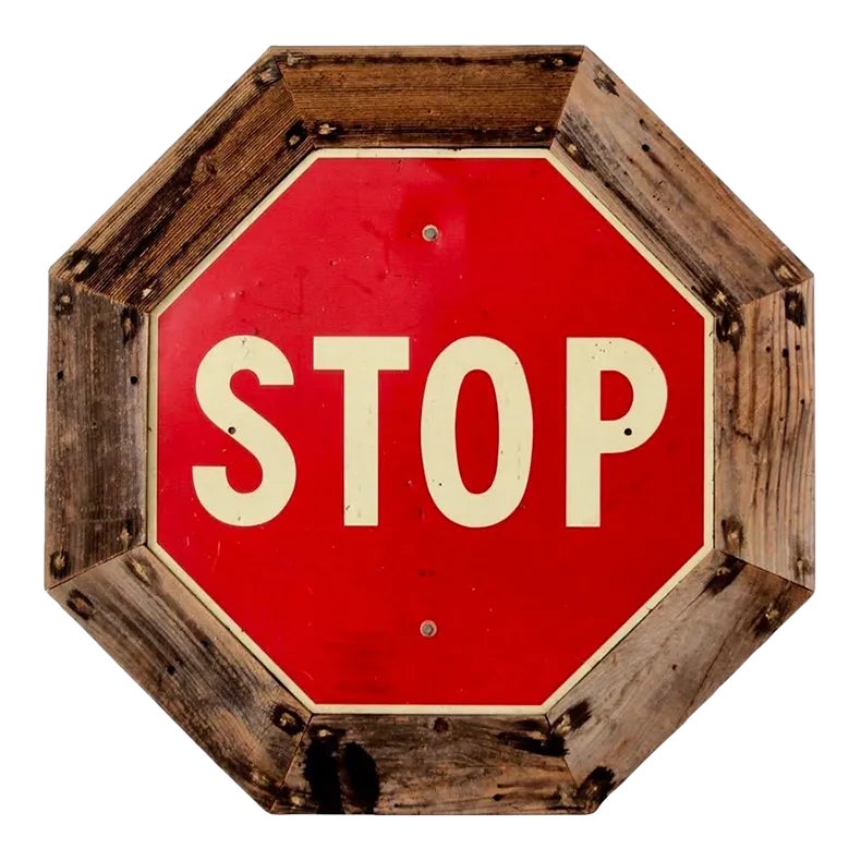 Vintage Stop Sign With Barn Wood | Chairish