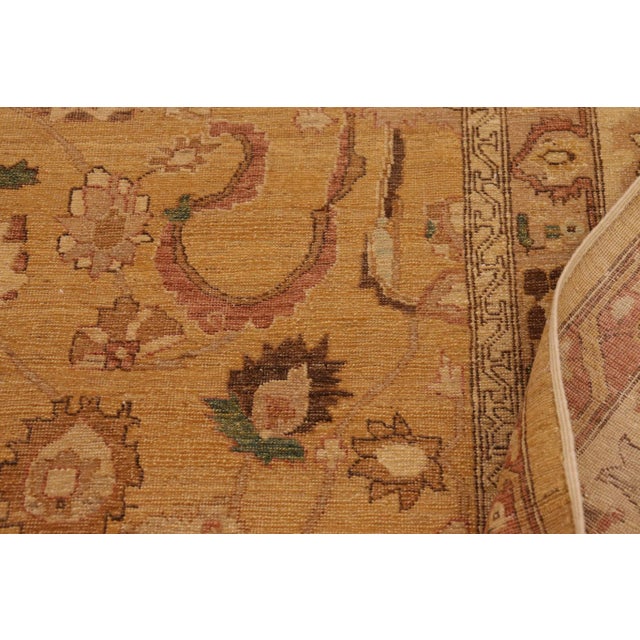 1980s Semi-Vintage Distressed Low-Pile Gold/Tan Wool Rug - 8'9 X 11'8 ...