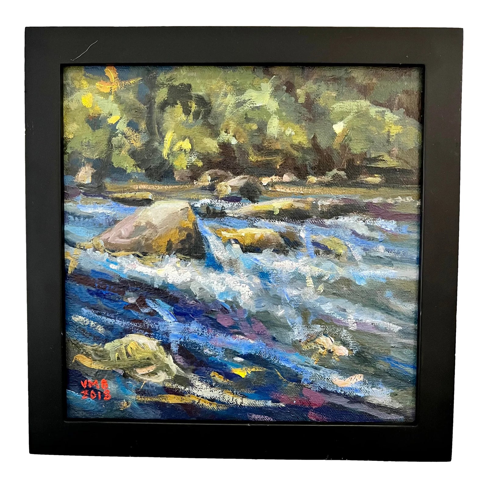 Rushing River Water in New England Oil Painting | Chairish