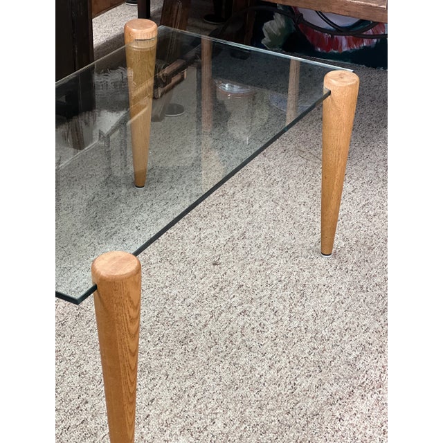 1970s Vintage Mid Century Modern Coffee Table With Glass Top Solid Wood ...
