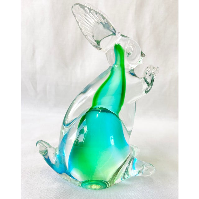 Modern Dual Toned Art Glass Rabbit Figurines - a Pair | Chairish