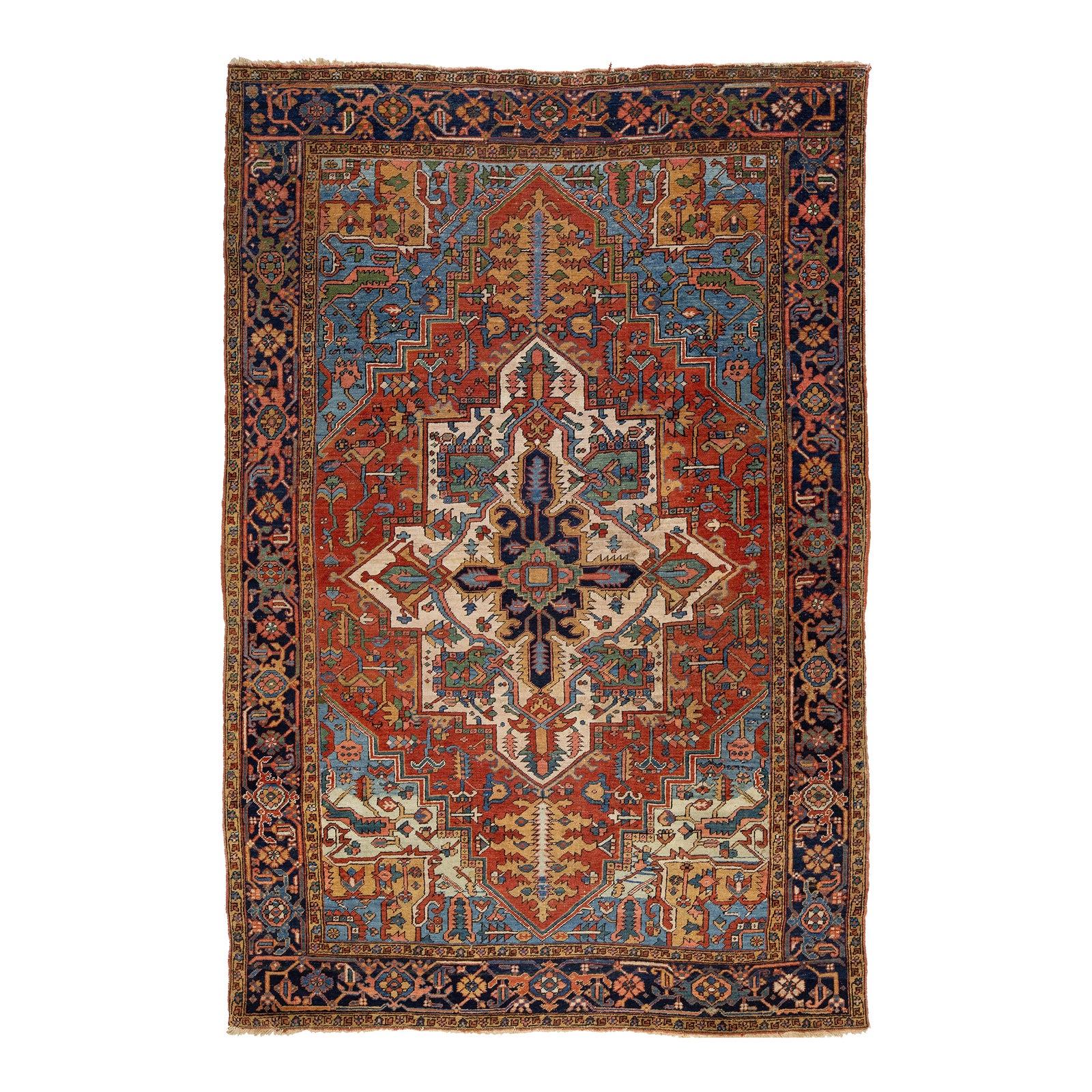 Room Size Antique Persian Heriz Designed Wool Rug Handmade in Rust ...