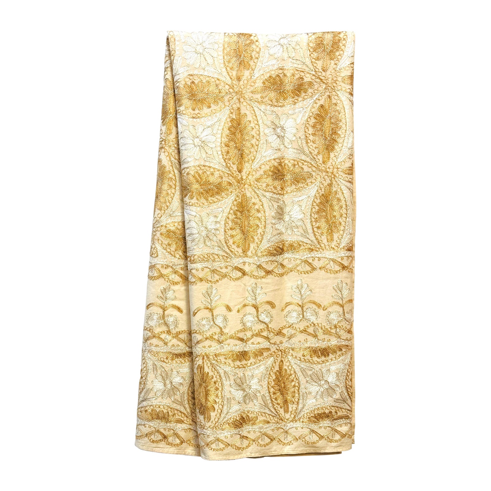 Mid-Century Cream Colour Unused Ghabani Damascus Embroidered Table ...