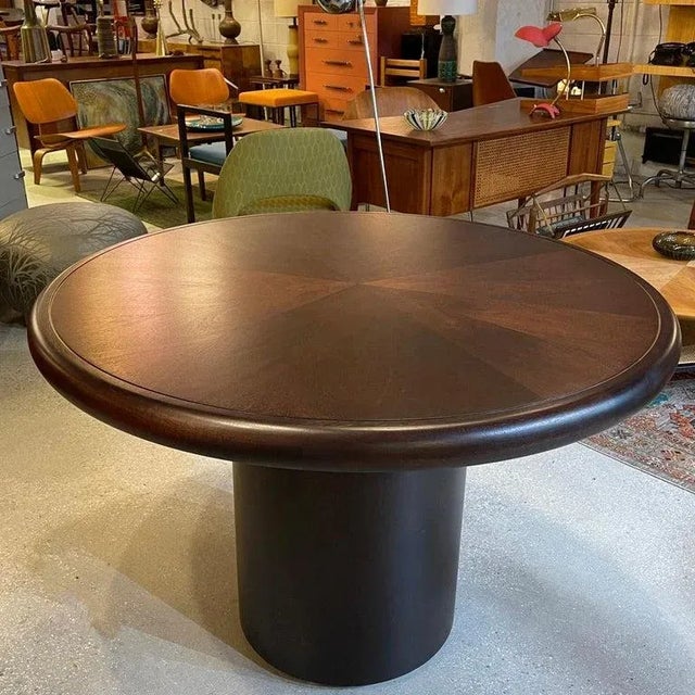 1960s Round Bookmatched Rosewood Pedestal Dining Table by Edward ...