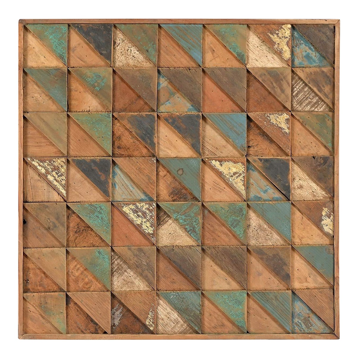 1990s Farmhouse Style Distressed Colored Square Wooden Wall Panel ...