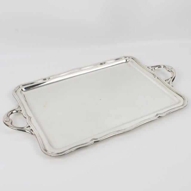 Modernist Alpaca Silver Plate Serving Barware Tray | Chairish