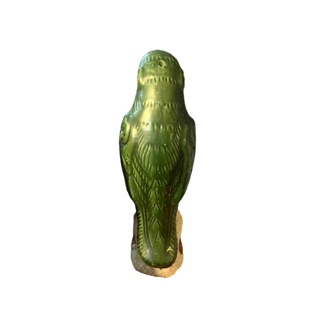Green Glazed Majolica Terra Cotta Roof Tile / Finial Parrot | Chairish