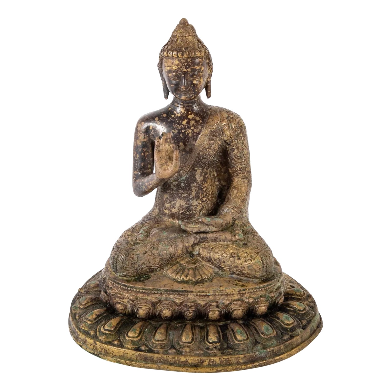 Burmese Bronze Buddha Seated in Lotus Position | Chairish