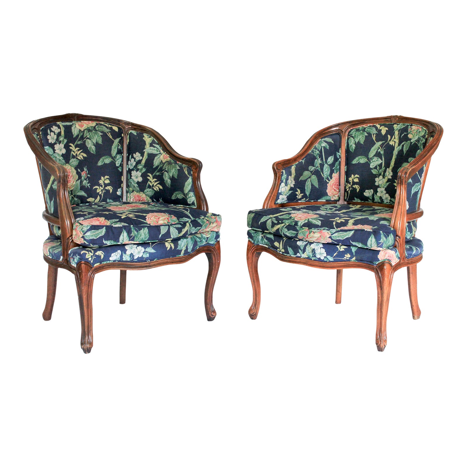 Pair of Floral French Provincial Chairs | Chairish
