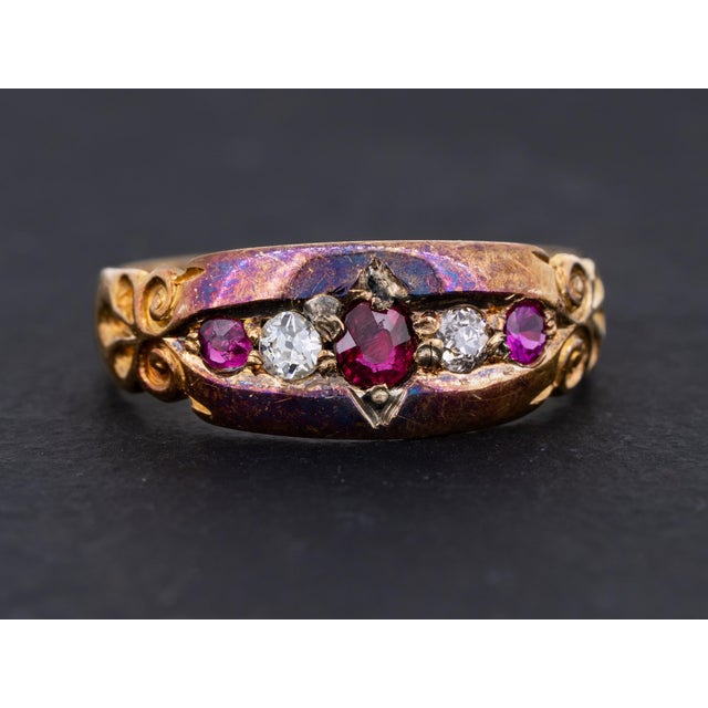 Late 19th Century Victorian Ruby and Diamond Five Stone Chester ...