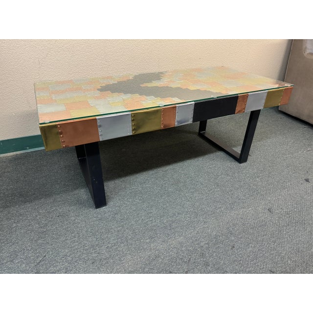 Peter Keresztury Artisan Made Metal Patchwork Coffee Table | Chairish