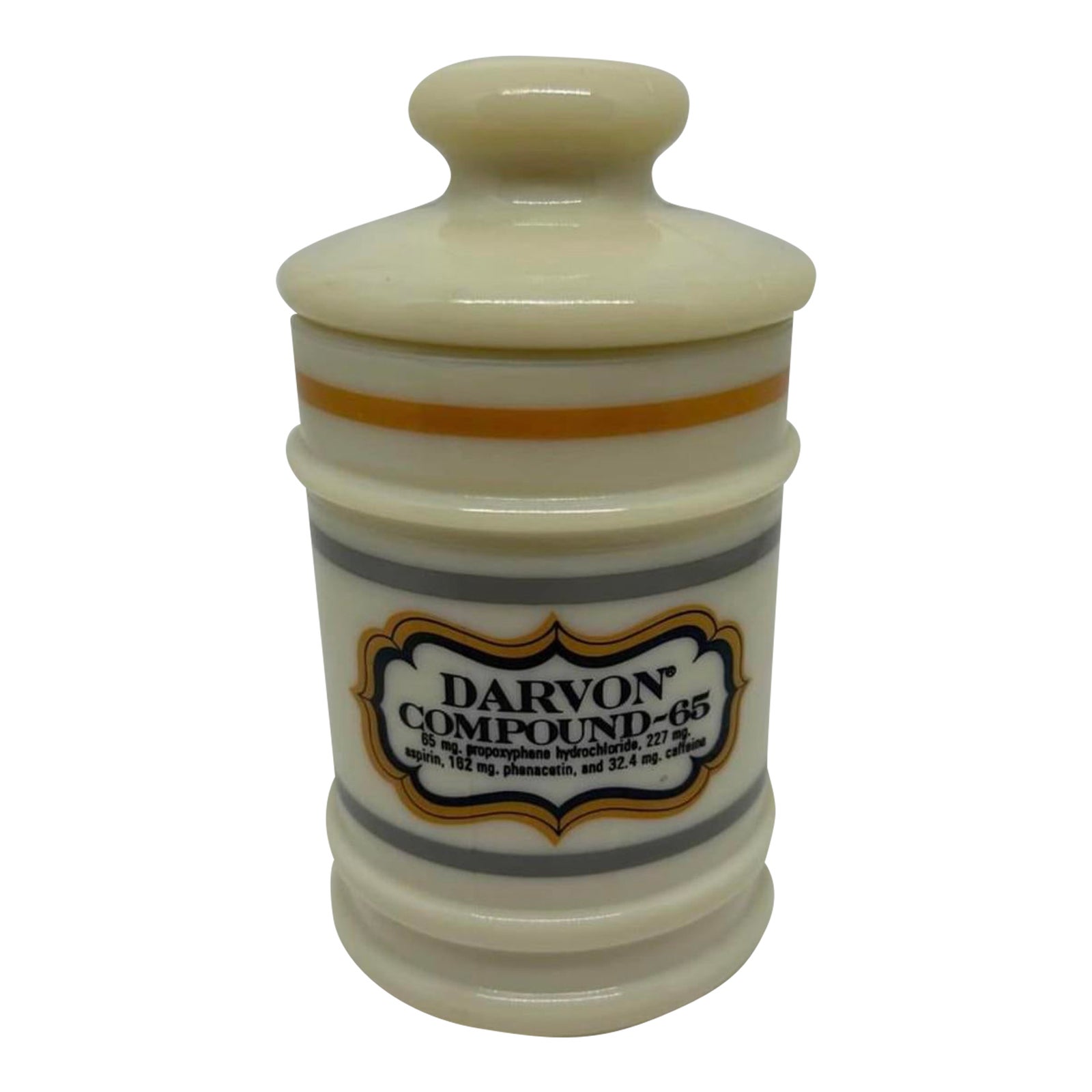 1930s Apothecary Jar With Lid Labeled Darvon Compound 65 | Chairish