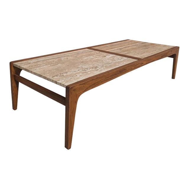 1950s Mid Century Modern Drexel Profile Travertine Top Coffee Table Chairish