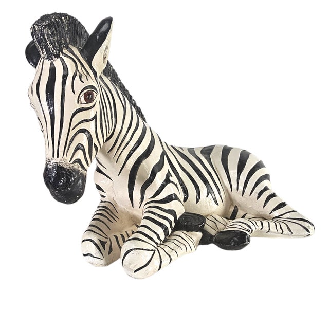 1970's Ceramic Zebra Statue Figure Chalkware Palm Beach Regency ...
