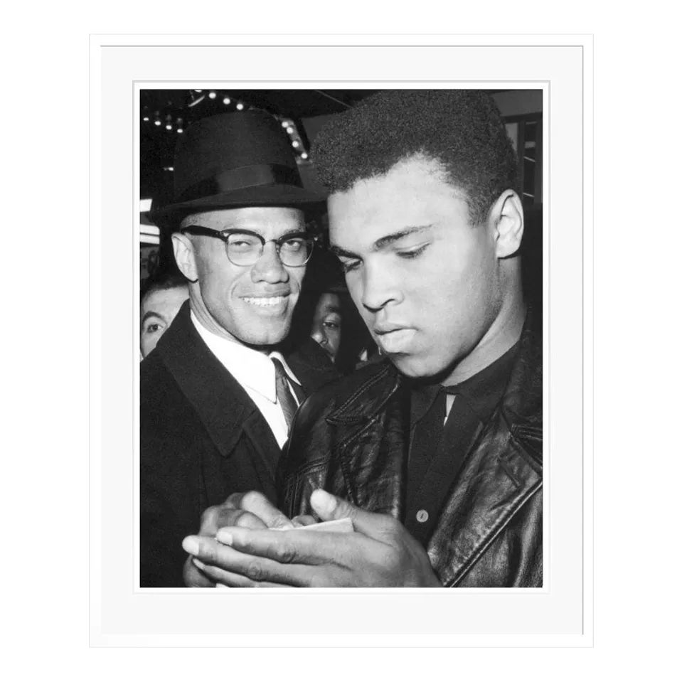 Malcolm X and Muhammad Ali White Framed Archival Pigment Print | Chairish