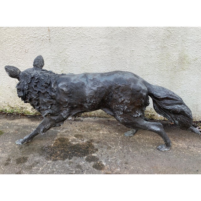 Mid 20th Century Bronze Statue of Fox | Chairish