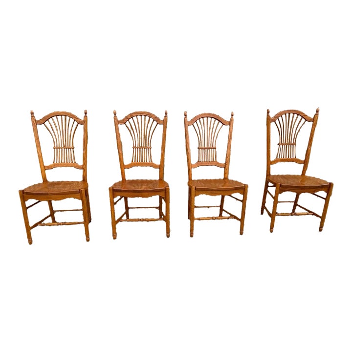 Tom Seely Solid Oak Country French Wheat / Sheaf Back Dining Side ...