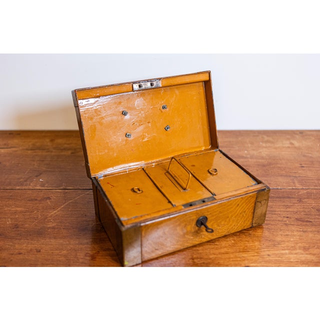 19th Century English Victorian Period Bank Storage Box with Brass ...
