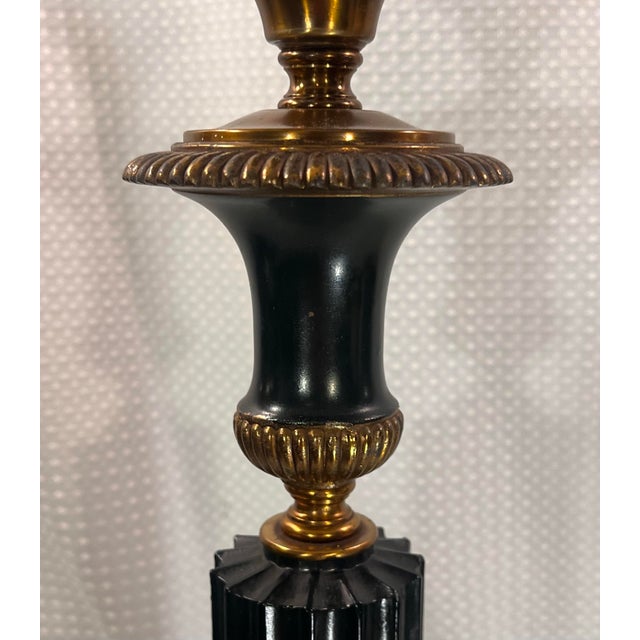 Mid-Century Neoclassical Patinated Bronze Fluted Column Table Lamp ...