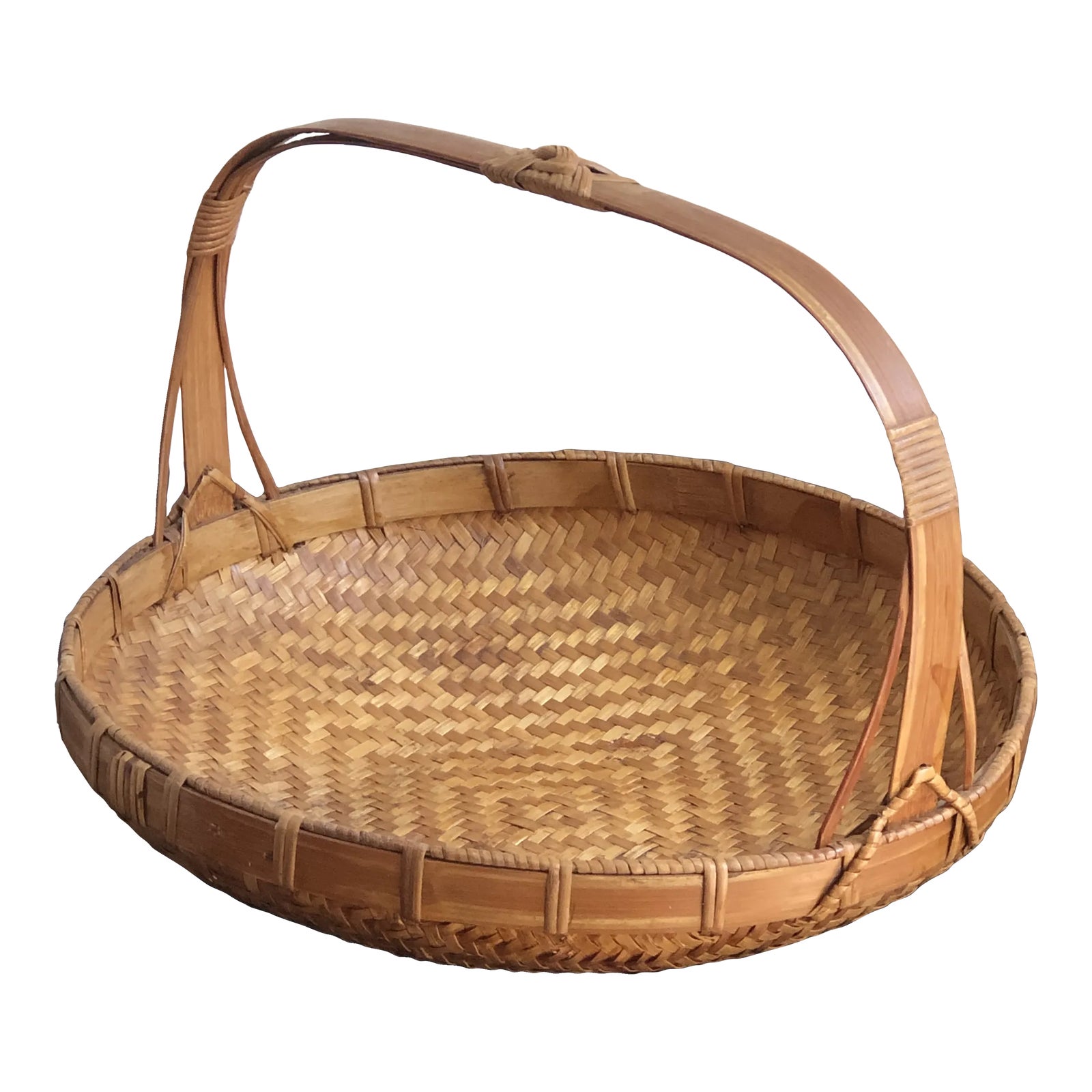 Mid-20th Century Handwoven Chinese Basket | Chairish