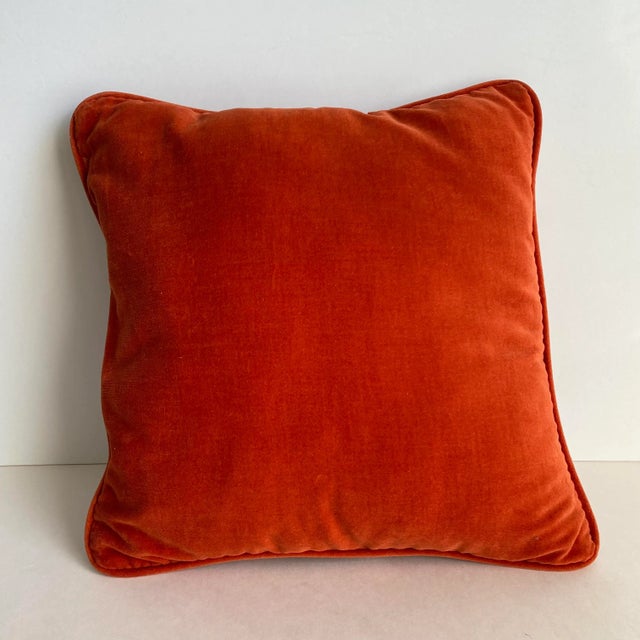 Mid Century 1960s Velvet Throw Pillow Rust Orange | Chairish