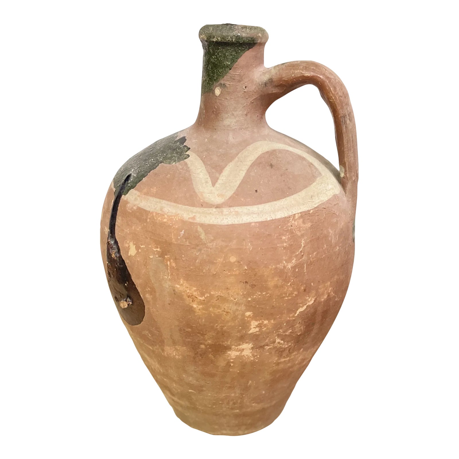 Earthly Vintage Primitive Vase Terracotta With Black and Beige Accent ...