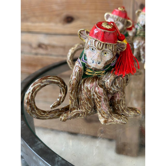 Vintage Cloisonné Regency Monkey Napkin Rings-Set of Six | Chairish