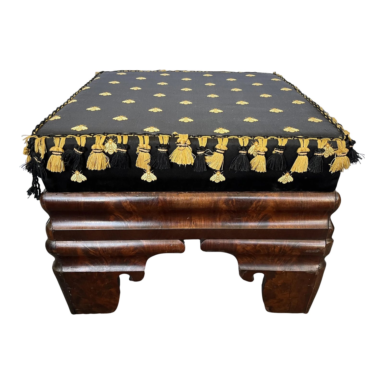 Early 1900's Mahogany Empire Style Ottoman With Bee and Tassel ...