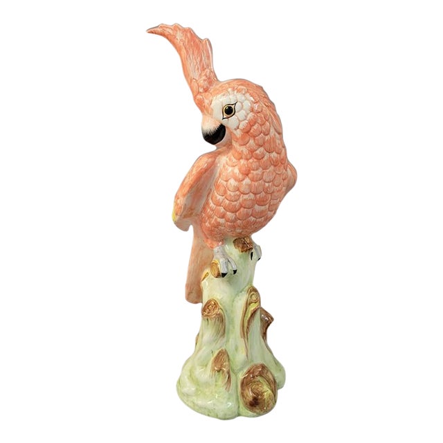 Tall Italian Chelsea House Porcelain Parrot Figurine | Chairish