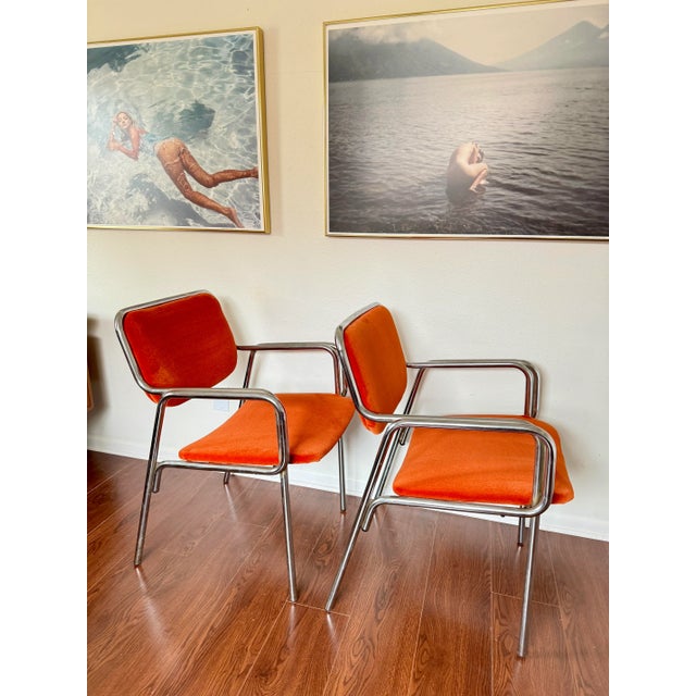 Set of 2 Mid Century Modern Tubular Arm Chairs by Global Upholstery ...
