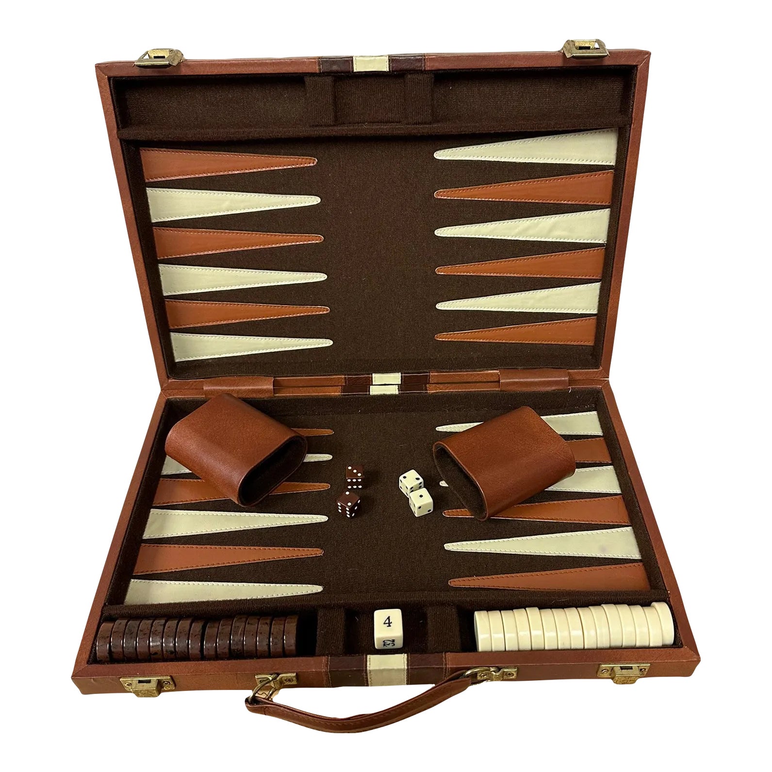 Mid-Century Modern Backgammon Leatherette Case Bakelite Game Pieces ...