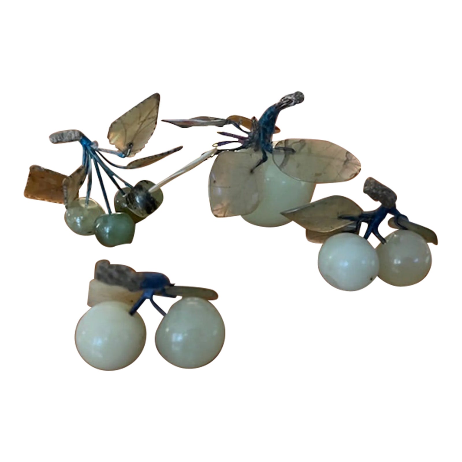 Vintage Asian Carved Jade Fruit- Set of 4 | Chairish