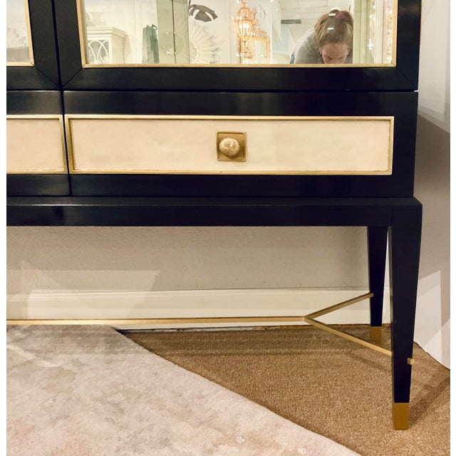 Noir Co. Modern Black and Gold Display Cabinet | Chairish