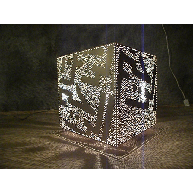Moroccan Square Shaped Lamp With Arabic Calligraphy EU Wired | Chairish
