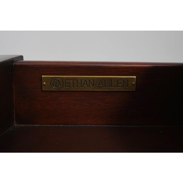 Ethan Allen Round Leather Top Drum Table | Chairish