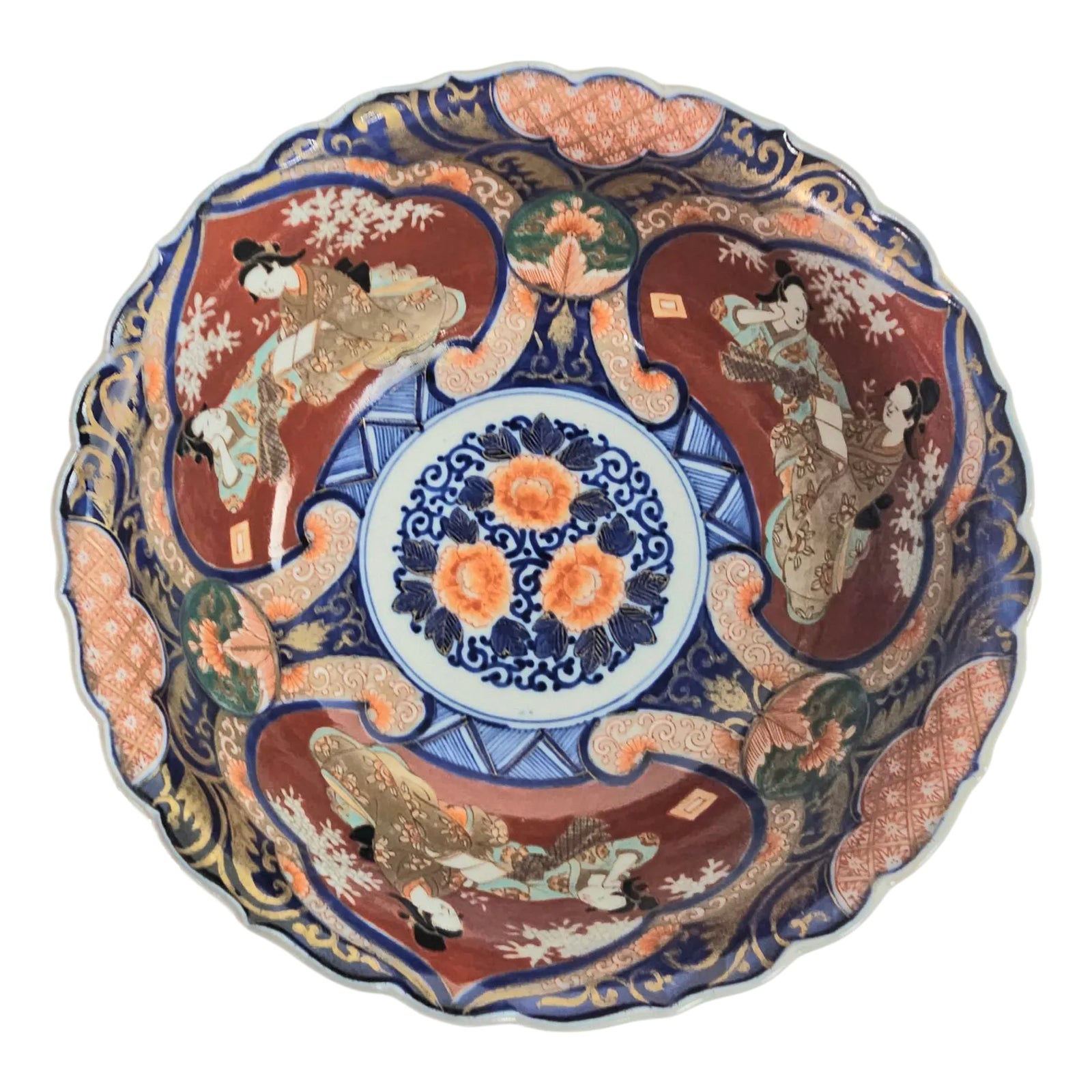 Large Early Showa Period Japanese Imari Porcelain Bowl – 9.5” Hand ...