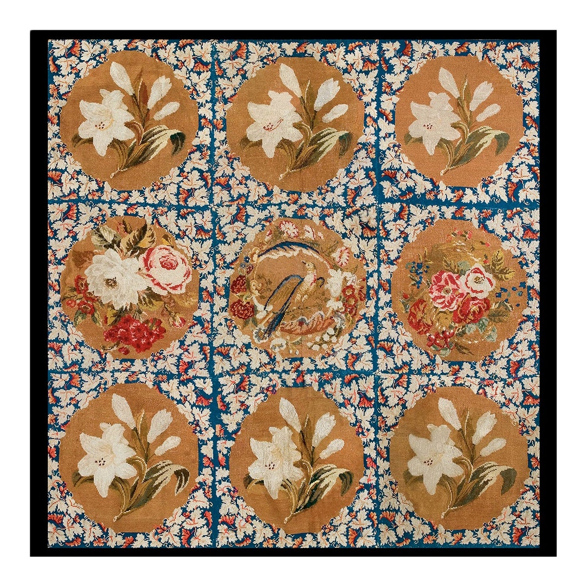 19th Century English Victorian Needlepoint Carpet ( 6' X 6' - 185 X 185 ...