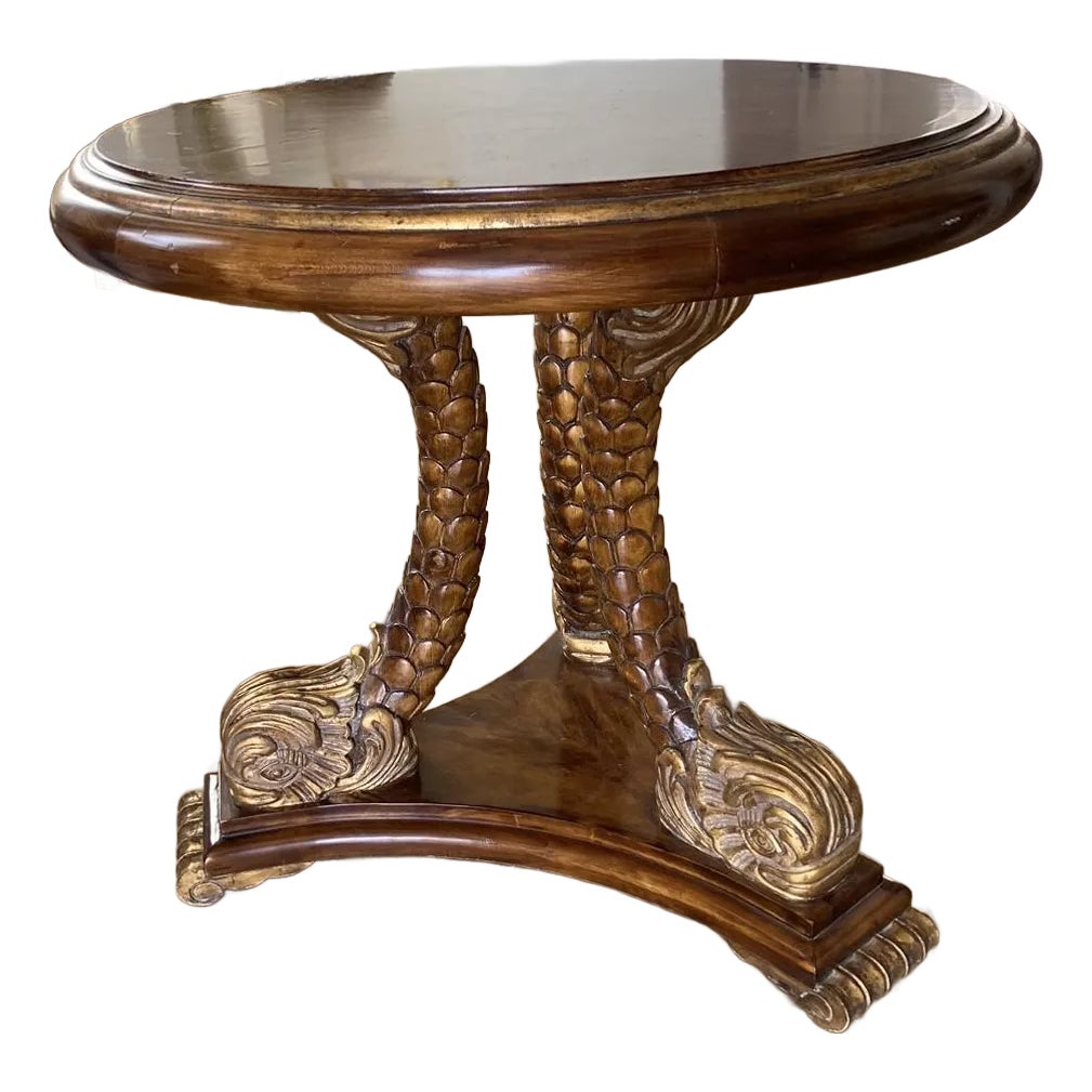 Vintage Regency Koi Fish Round Table | Chairish