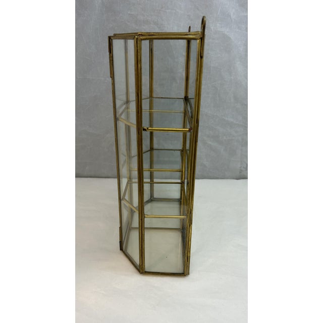 Mid 20th Century Vintage Glass and Brass 6 Sided Multi Level Display ...