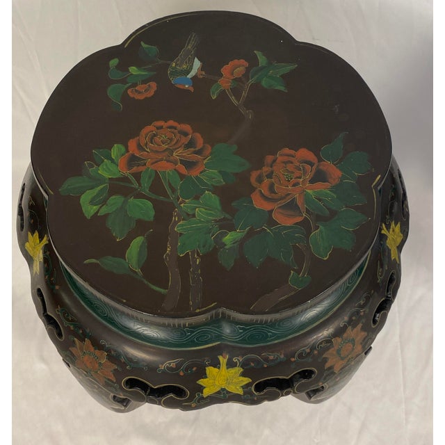 Pair of Chinese Hand Carved and Hand Painted Side Tables | Chairish